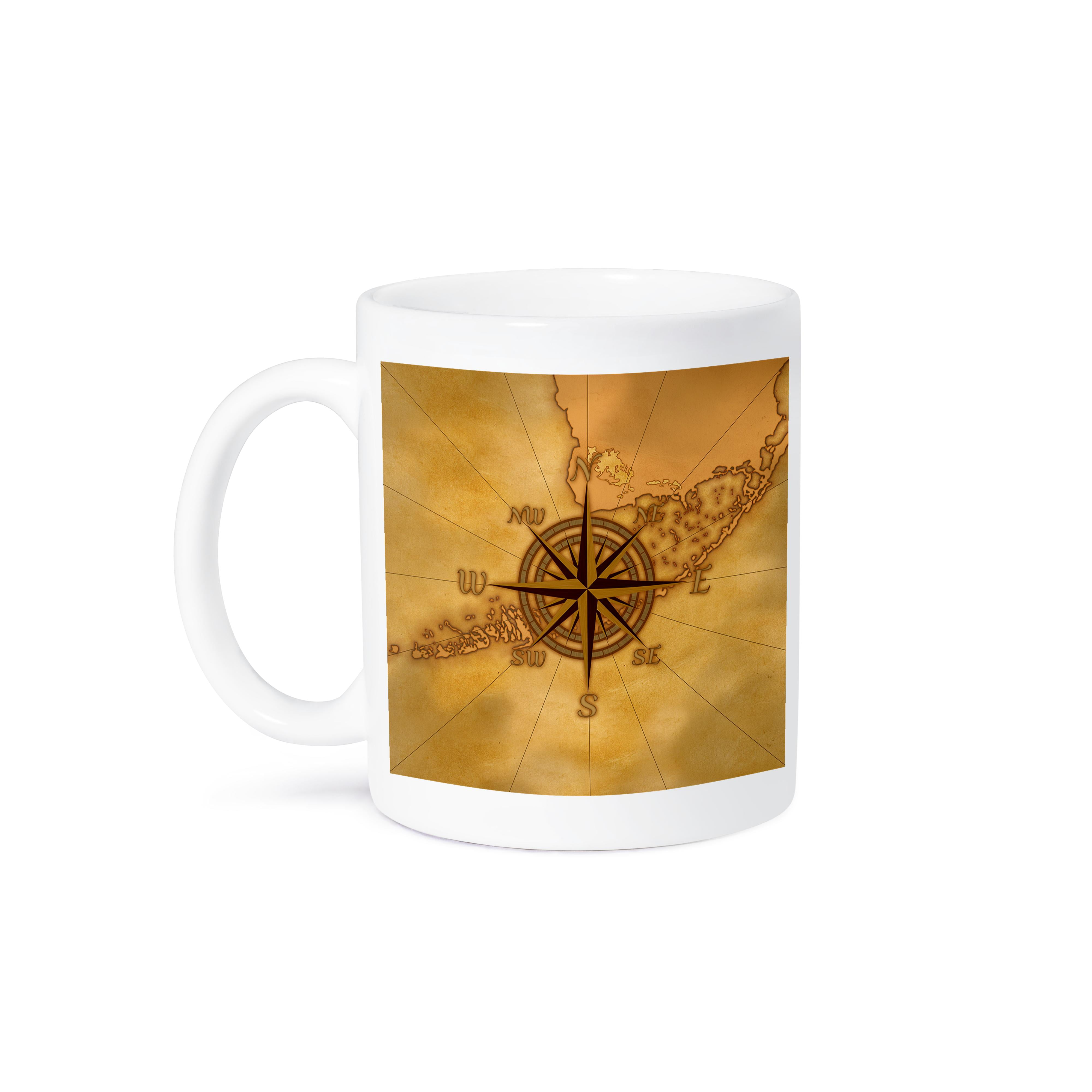 A Classic Compass Rose Over A Vintage Nautical Map Of The Florida Keys ...