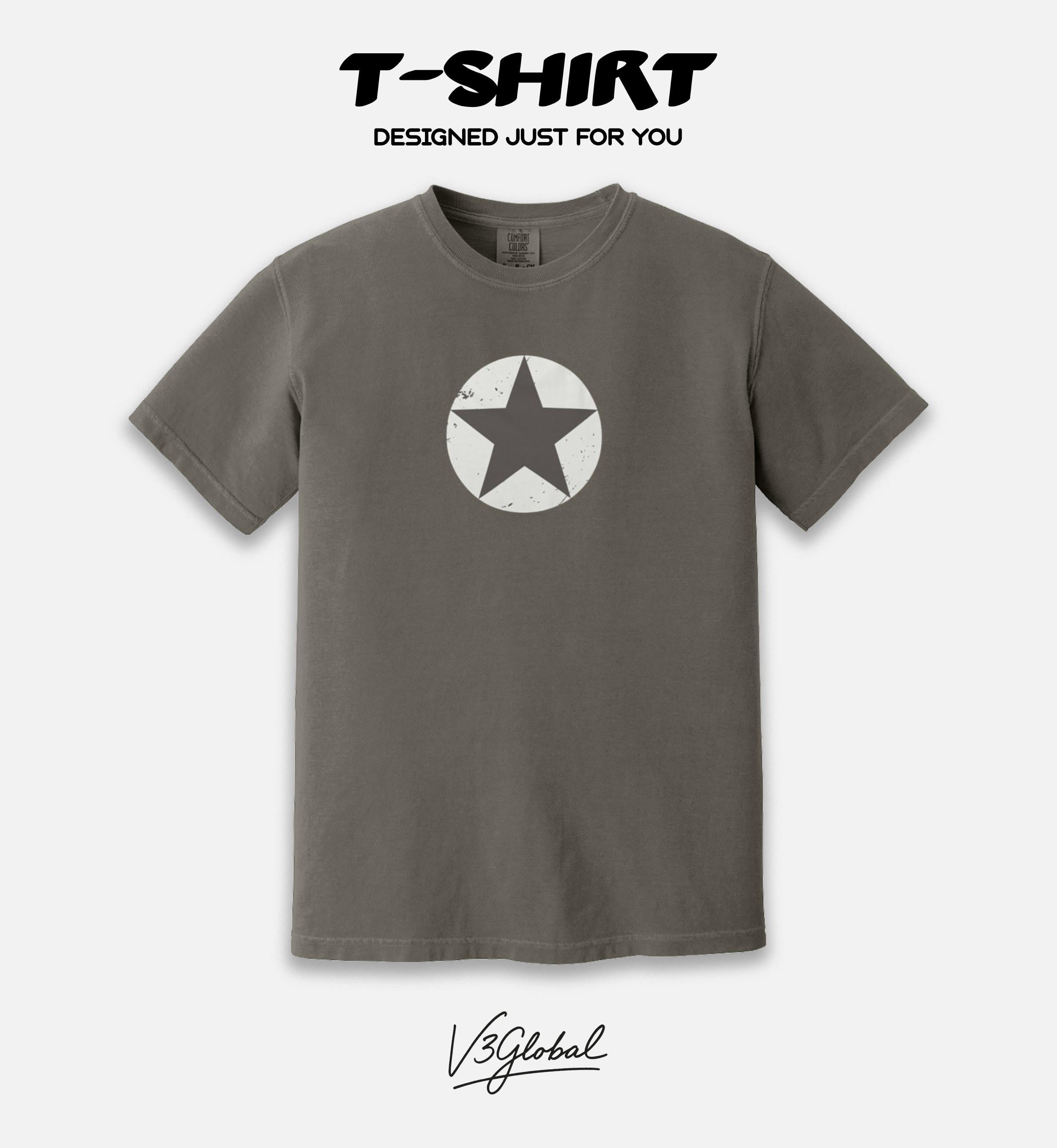 A Classic Military Star Design In A Vintage White Style Comfort Color T ...
