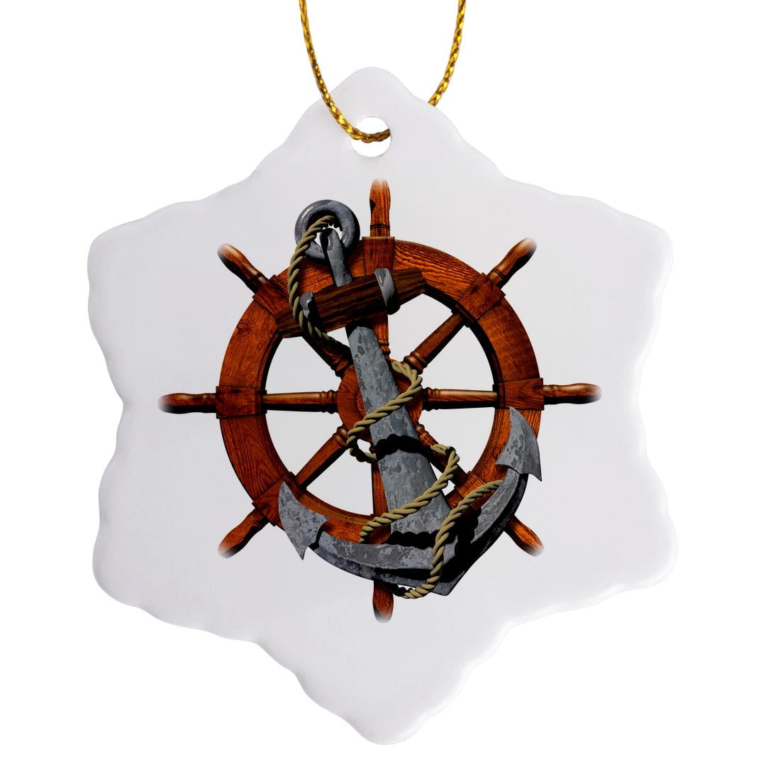 3drose, a Classic Nautical Ship Anchor and Helm for Any Boater or ...