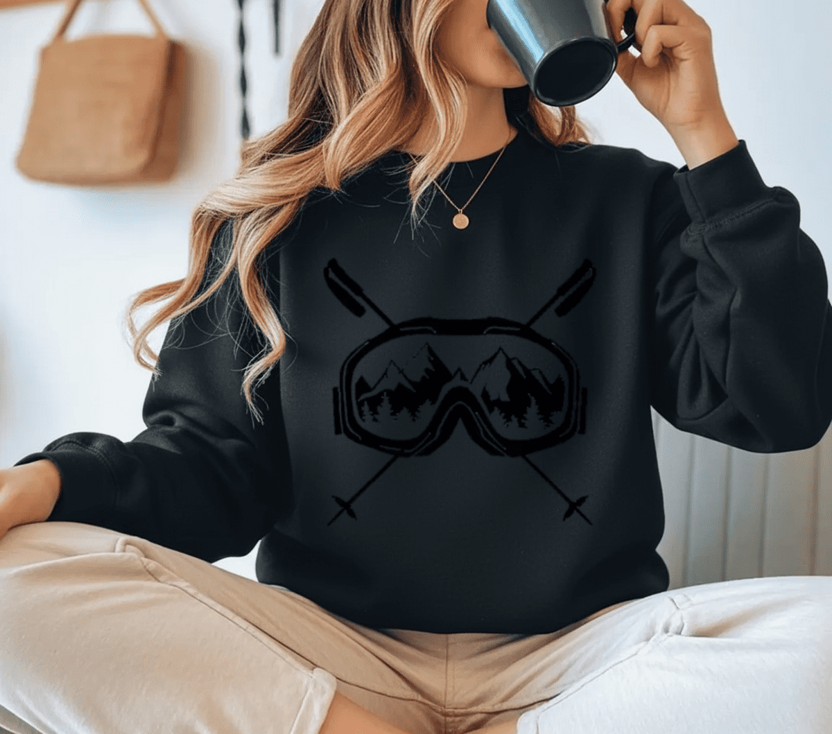 A Classic Retro Mountain Ski Graphic Themed Design Sweatshirt, up to ...