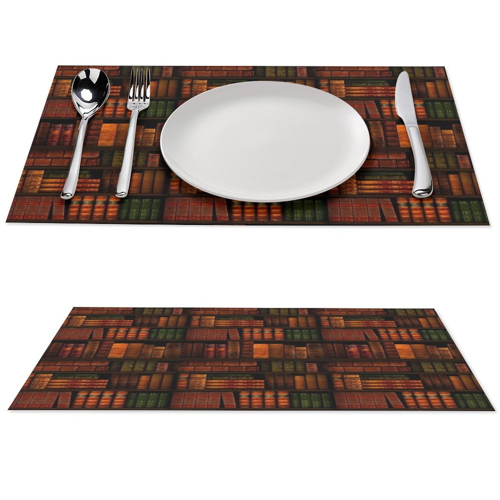 A Close Up of A Book Shelf with Many Books PVC Waterproof Place Mats ...