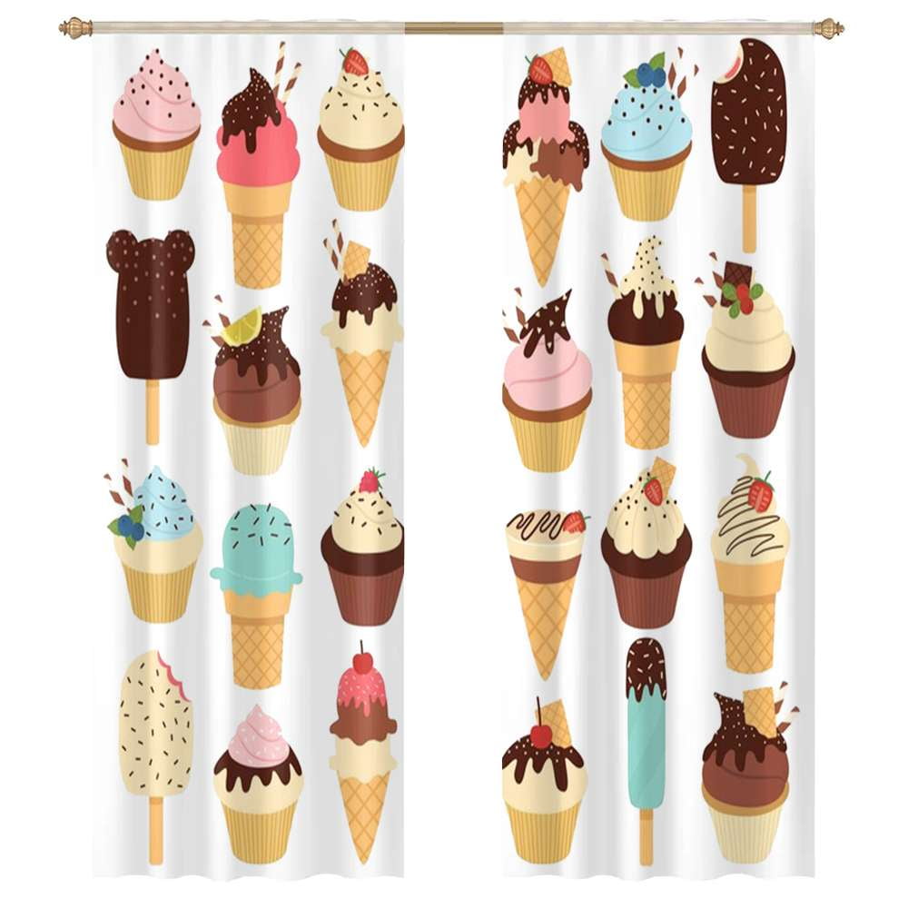 A Collection Of Different Ice Creams Sheer Voile Curtain Window Tulle ...