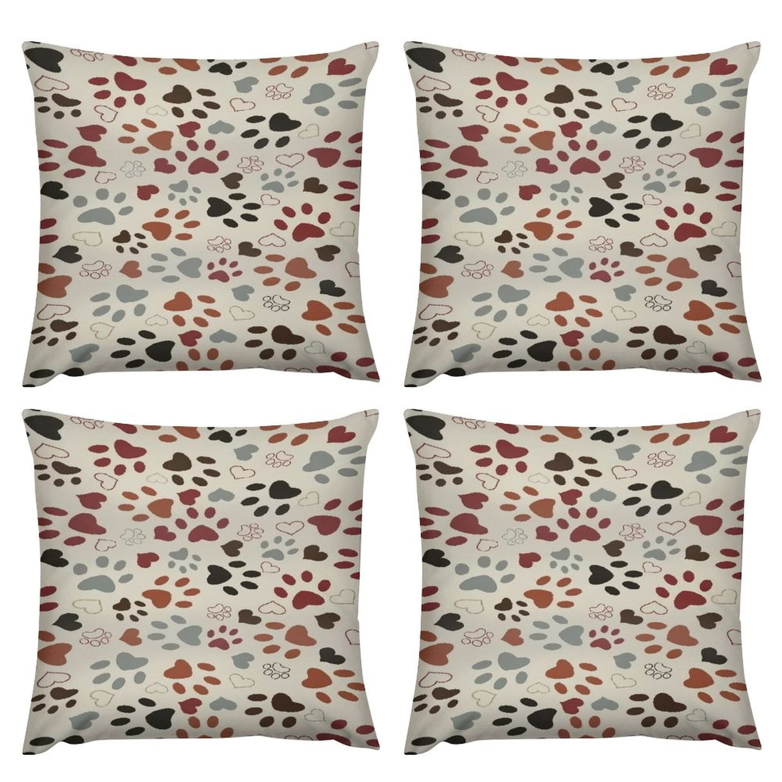 A Collection of Footprints And A Dog Paw Print 4 Pcs Cushion Covers ...