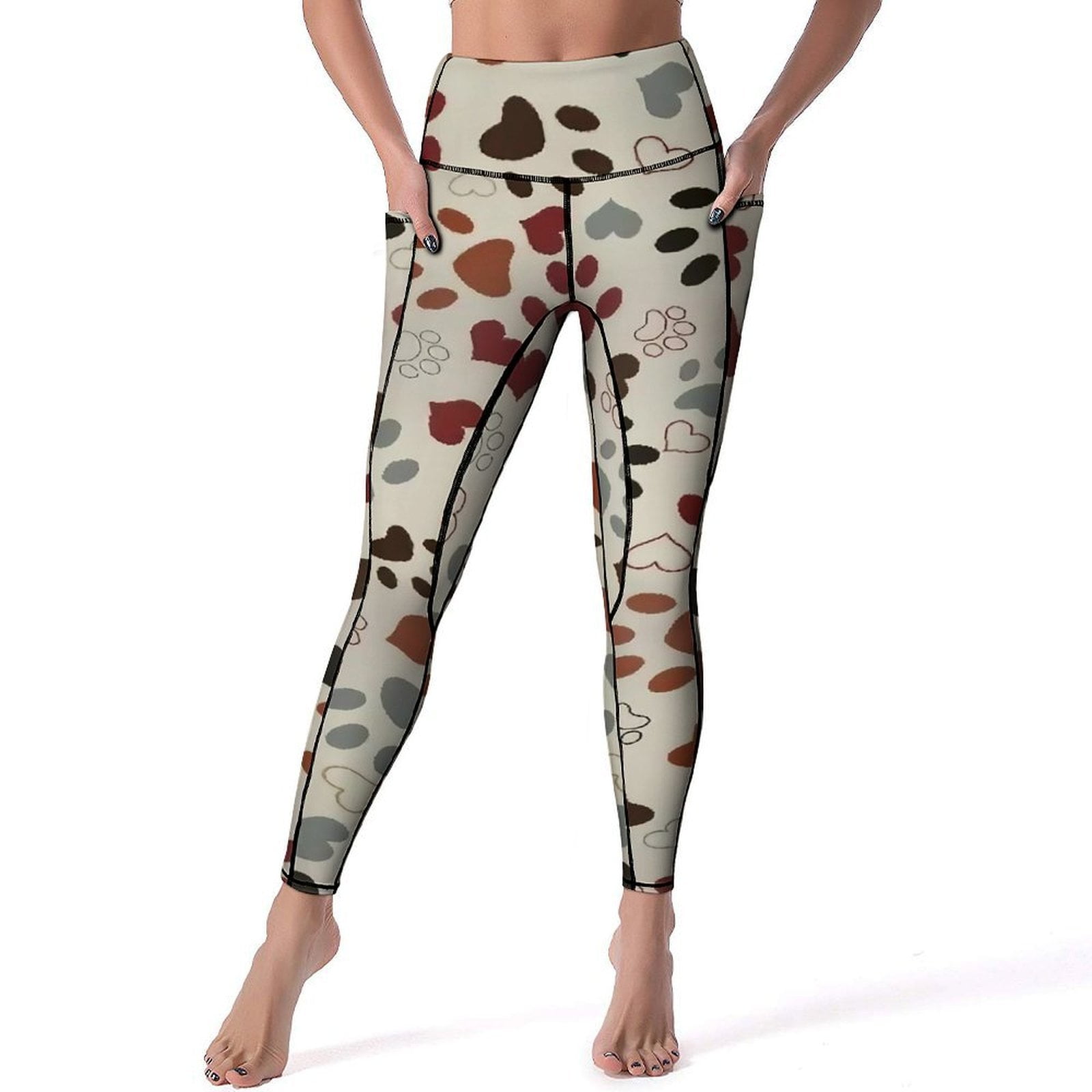 A Collection of Footprints And A Dog Paw Print Leggings Legging Gym Gym ...