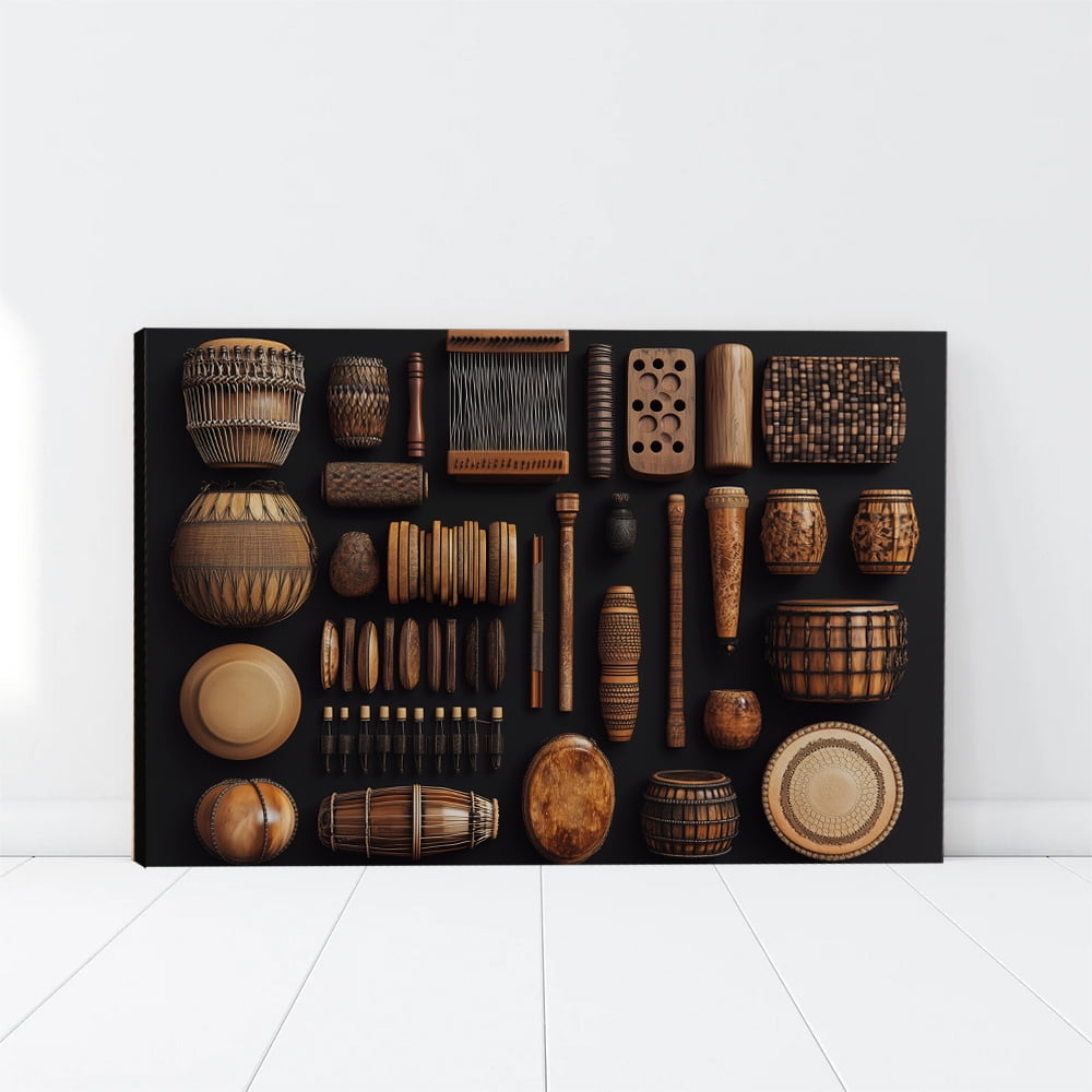 A Collection of Percussion Instruments From Africa Poster Canvas Print ...