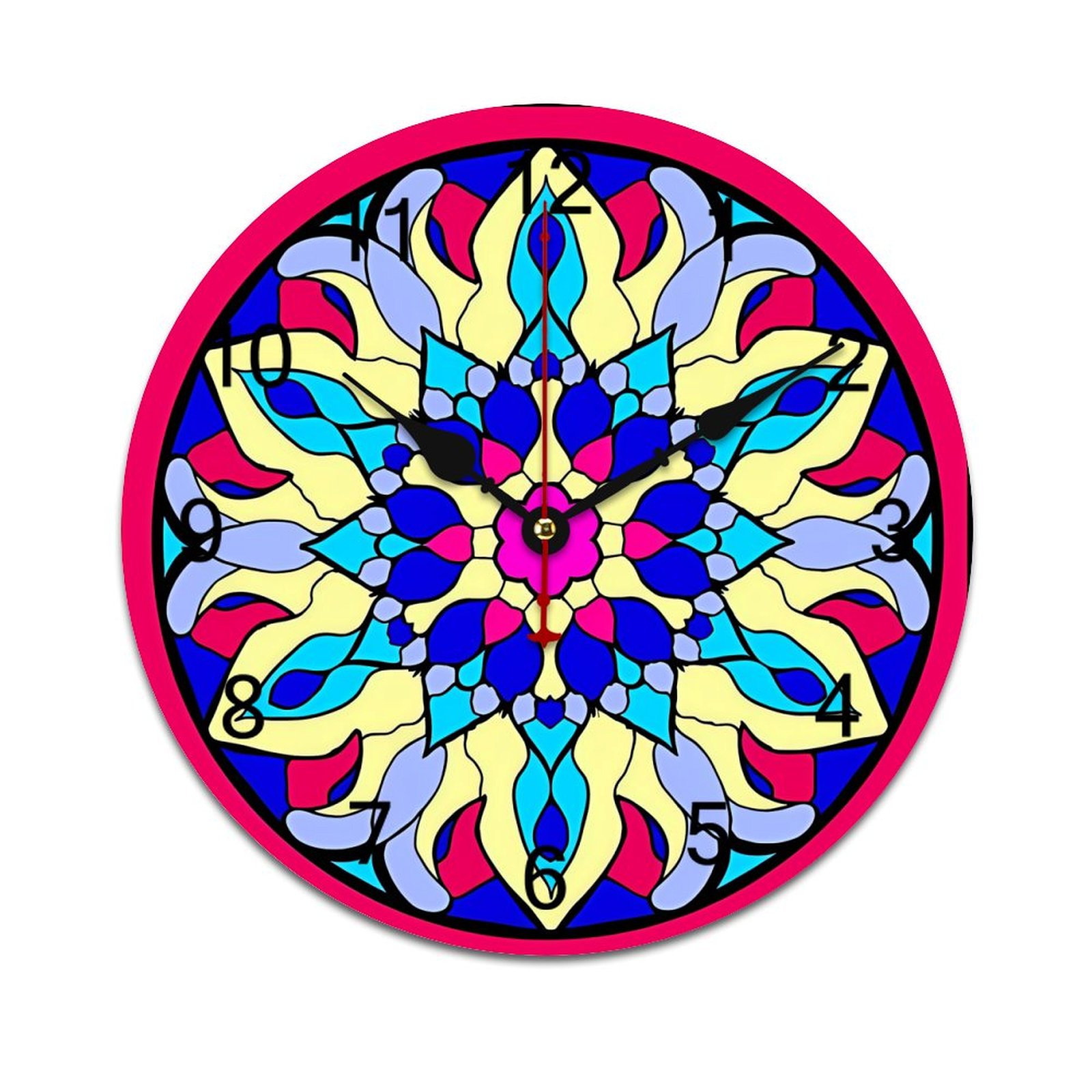 A Colorful Circular Mandala Design on A Bright Red Background_01 ...