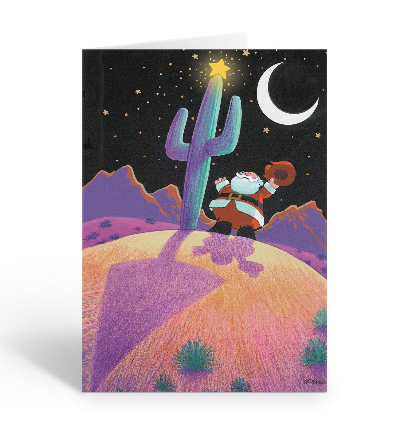 A Colorful Desert with Santa Raising His Cowboy Hat - 18 Holiday Cards ...