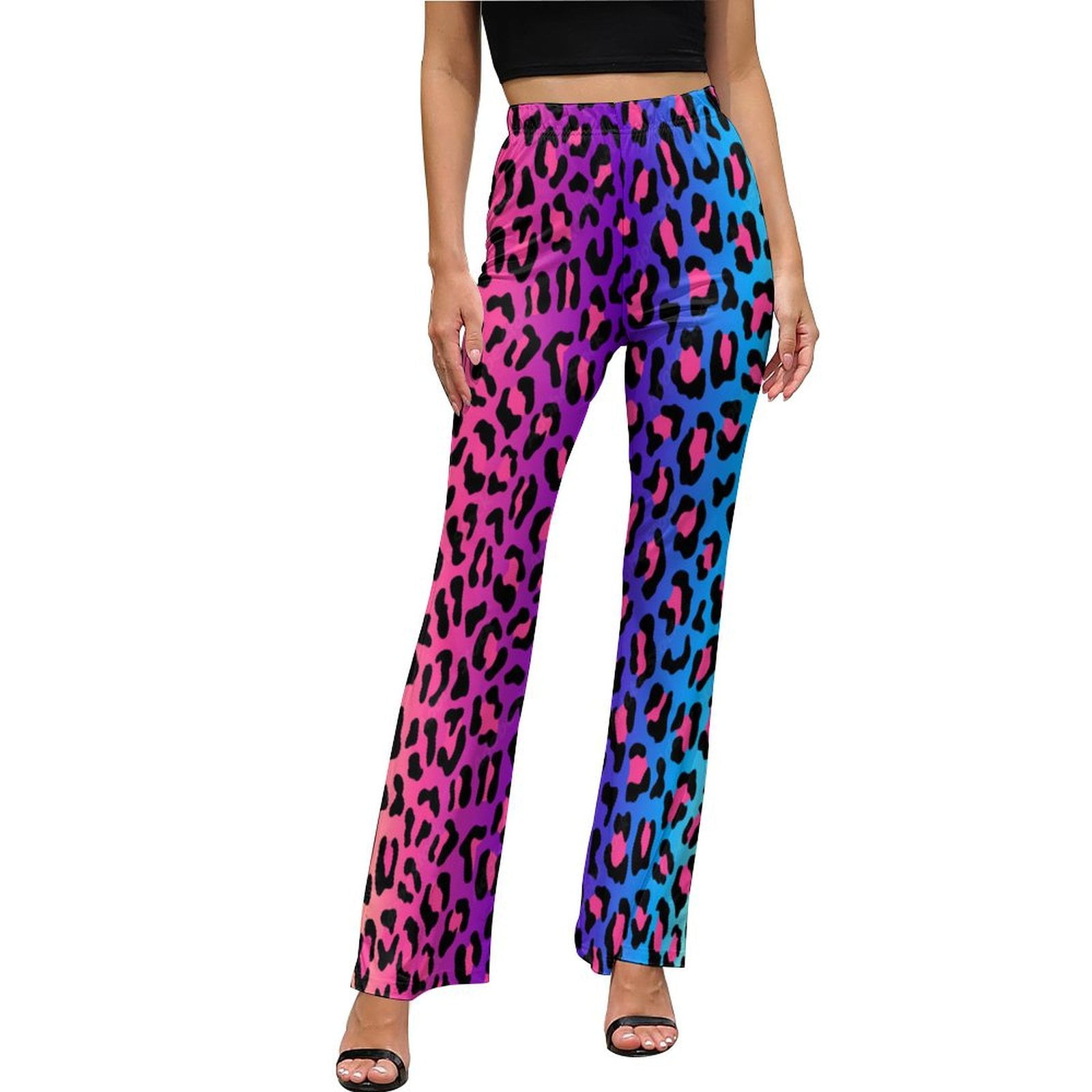 A Colorful Leopard Print High Waisted Casual Flared Trousers Summer ...
