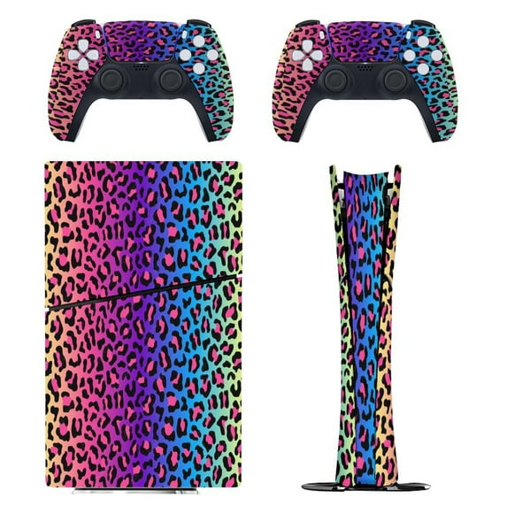 A Colorful Leopard Print PS5/PS5 Pro/PS5 Slim Digital Disc Skin Sticker ...