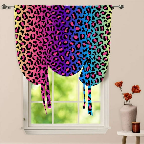 A Colorful Leopard Print Window Curtain for Living Room Roman Curtain ...