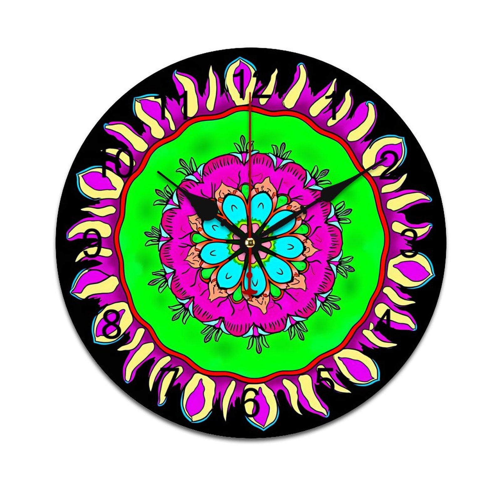 A Colorful Mandala Design on A Black Background_01 Printed Silent Wall ...