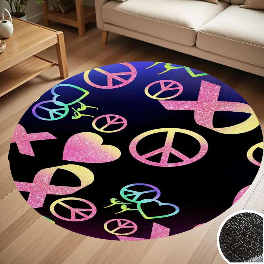 A Colorful Sign With Peace And Ribbon Round Carpet Living Room Bedroom ...