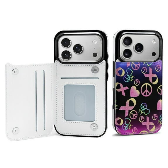 A Colorful Sign with Peace And Ribbon Leather Wallet Case for iPhone 11 ...