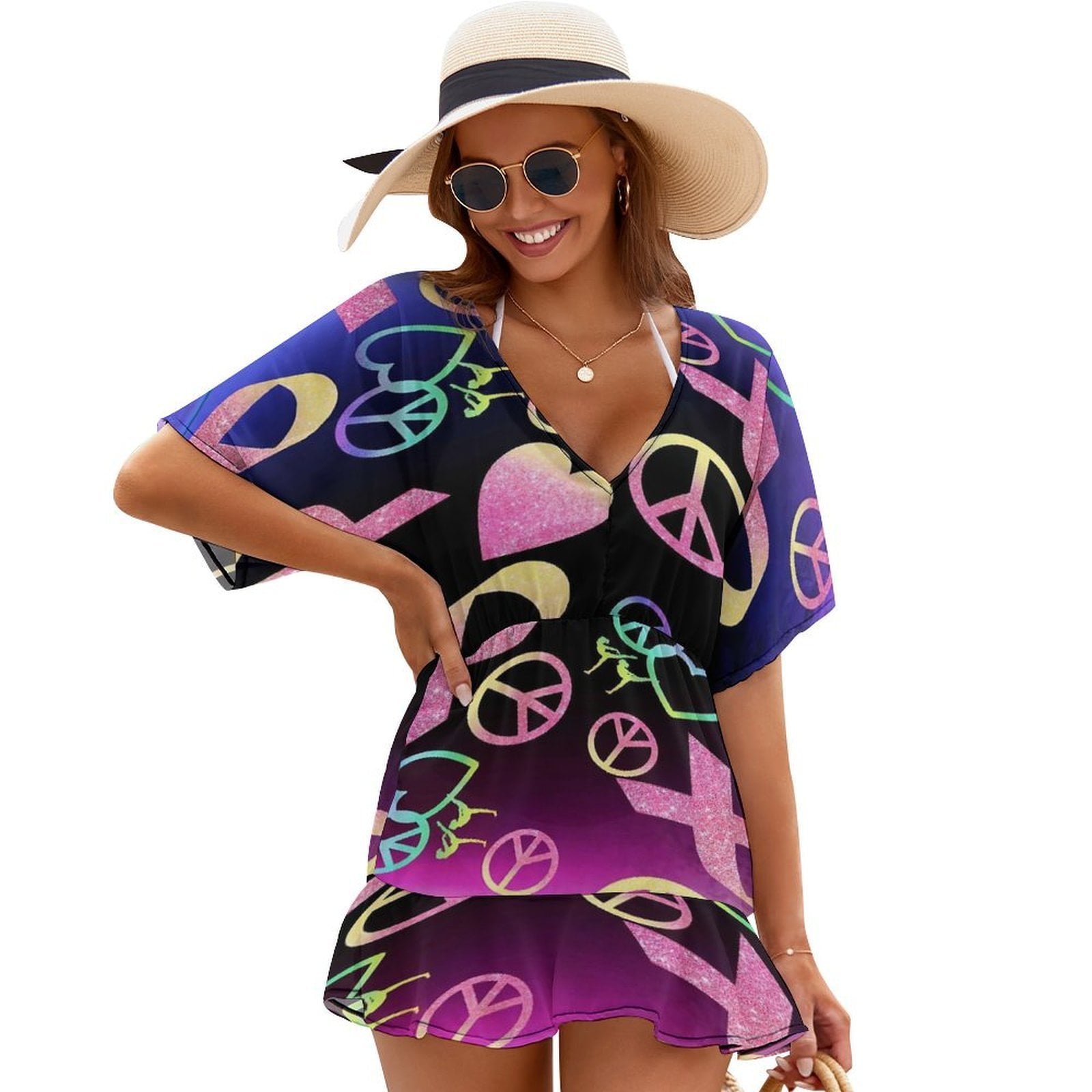 A Colorful Sign with Peace And Ribbon Women's Luxury Party Dress ...