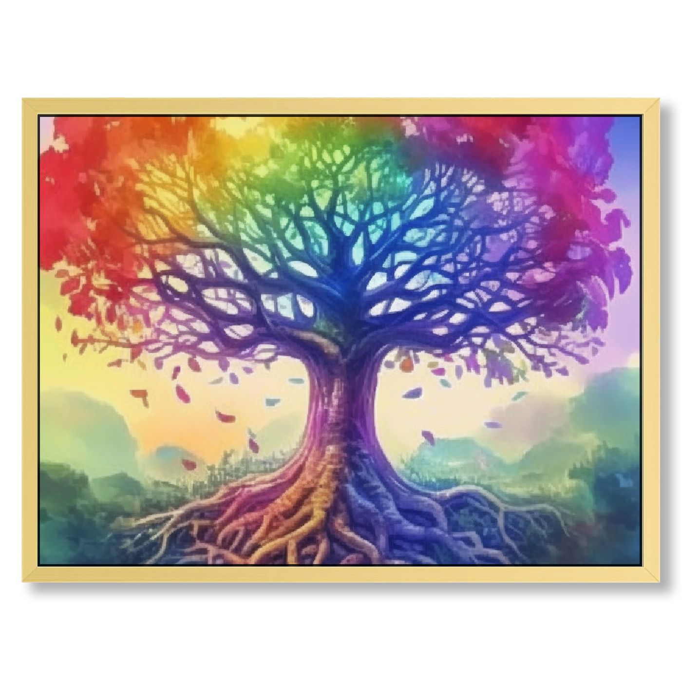 A Colorful Tree Painting Wall Art Canvas Painting Prints Hanging ...