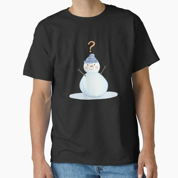 A Confused Snowman With Big Round Eyes Question Mark Funny Art Unisex T ...