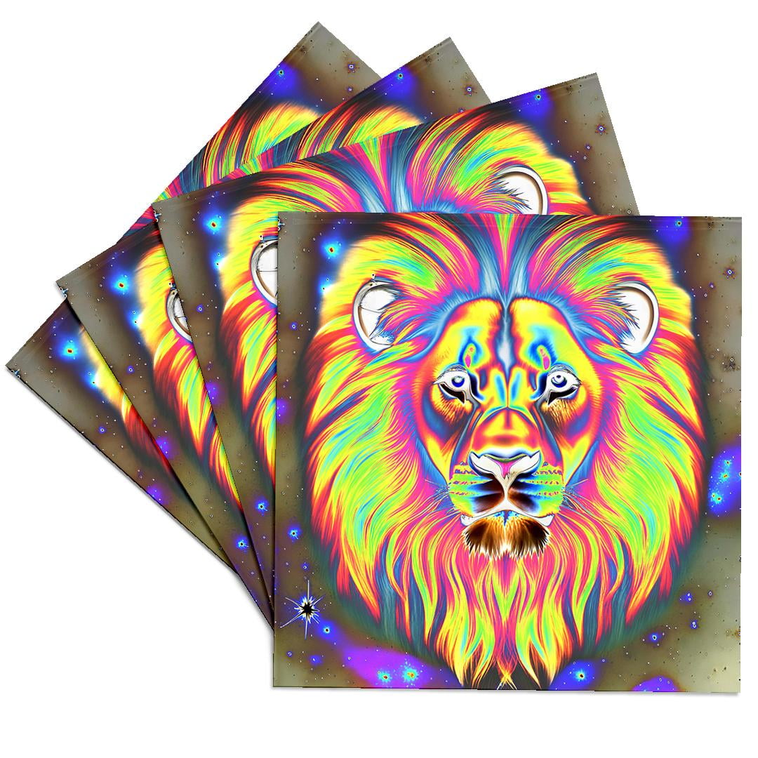 3drose, a Cool Negative Rainbow Image of a Lion Representing Leo, Set ...