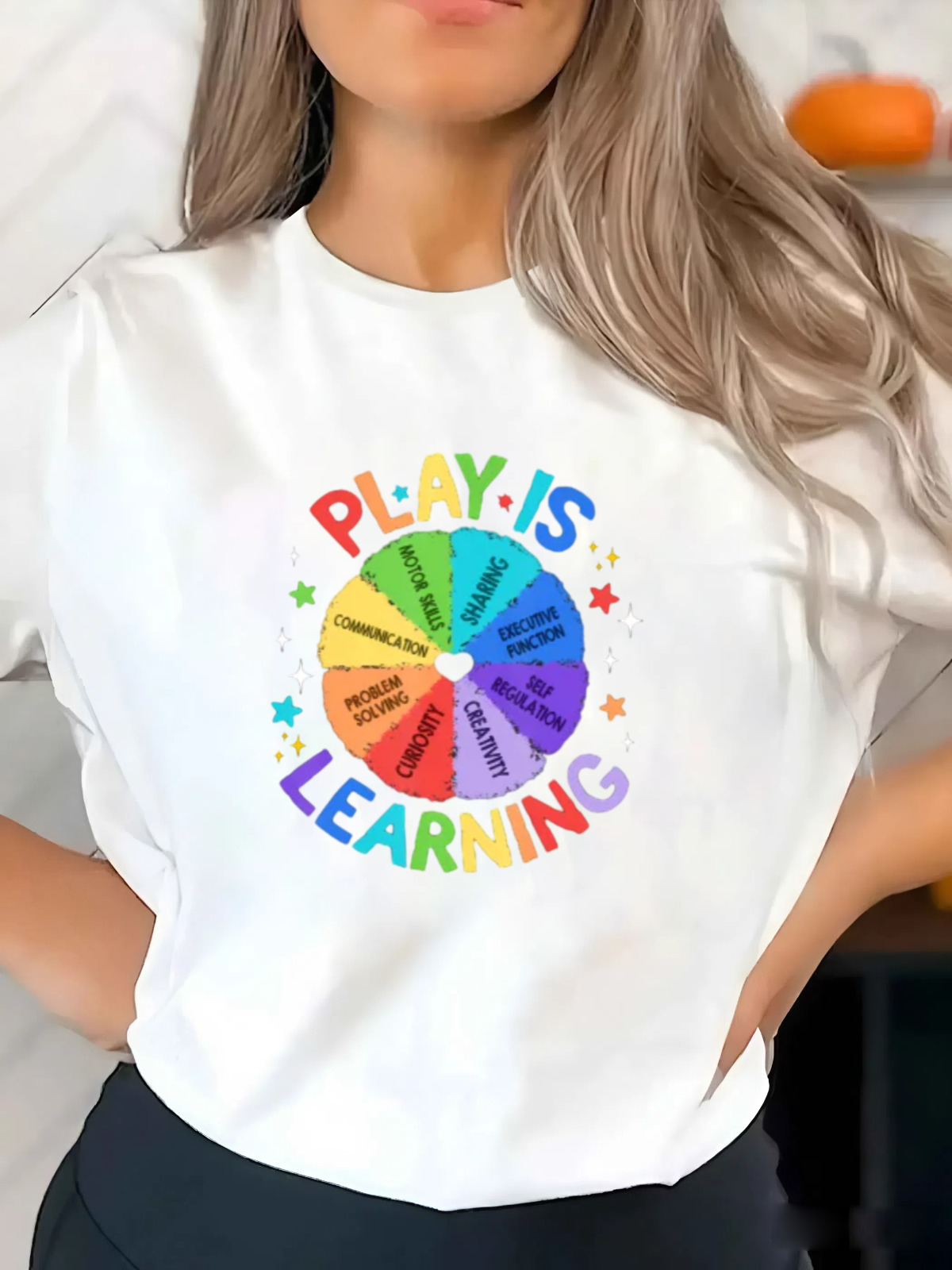 A Cool Quote Saying Learning Happens Through Play For Kids Unisex T ...