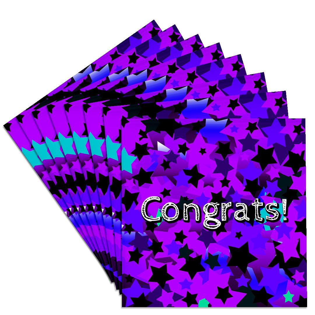 3drose, a Cool Star Pattern in Black and Purples with a Congrats ...