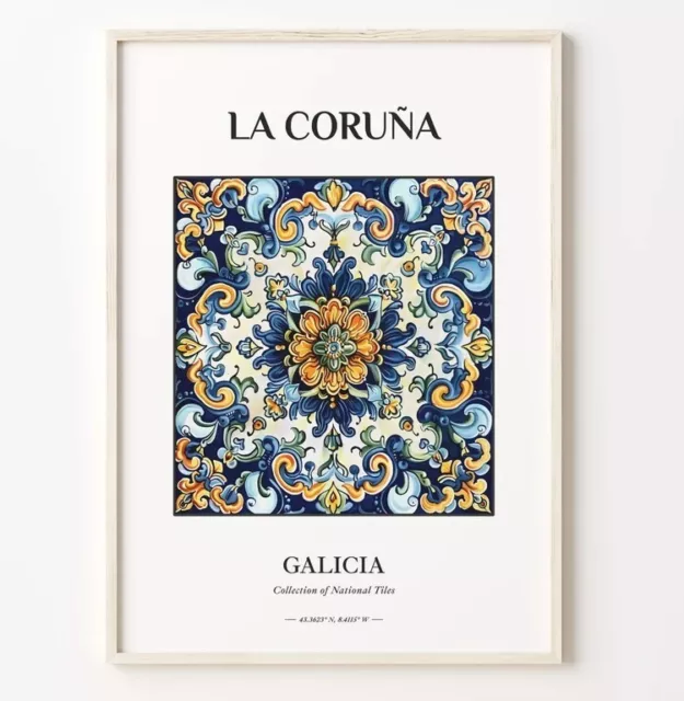 A CoruÃ£Â±A Wall Art Print Traditional Spanish Tile Decor Poster ...