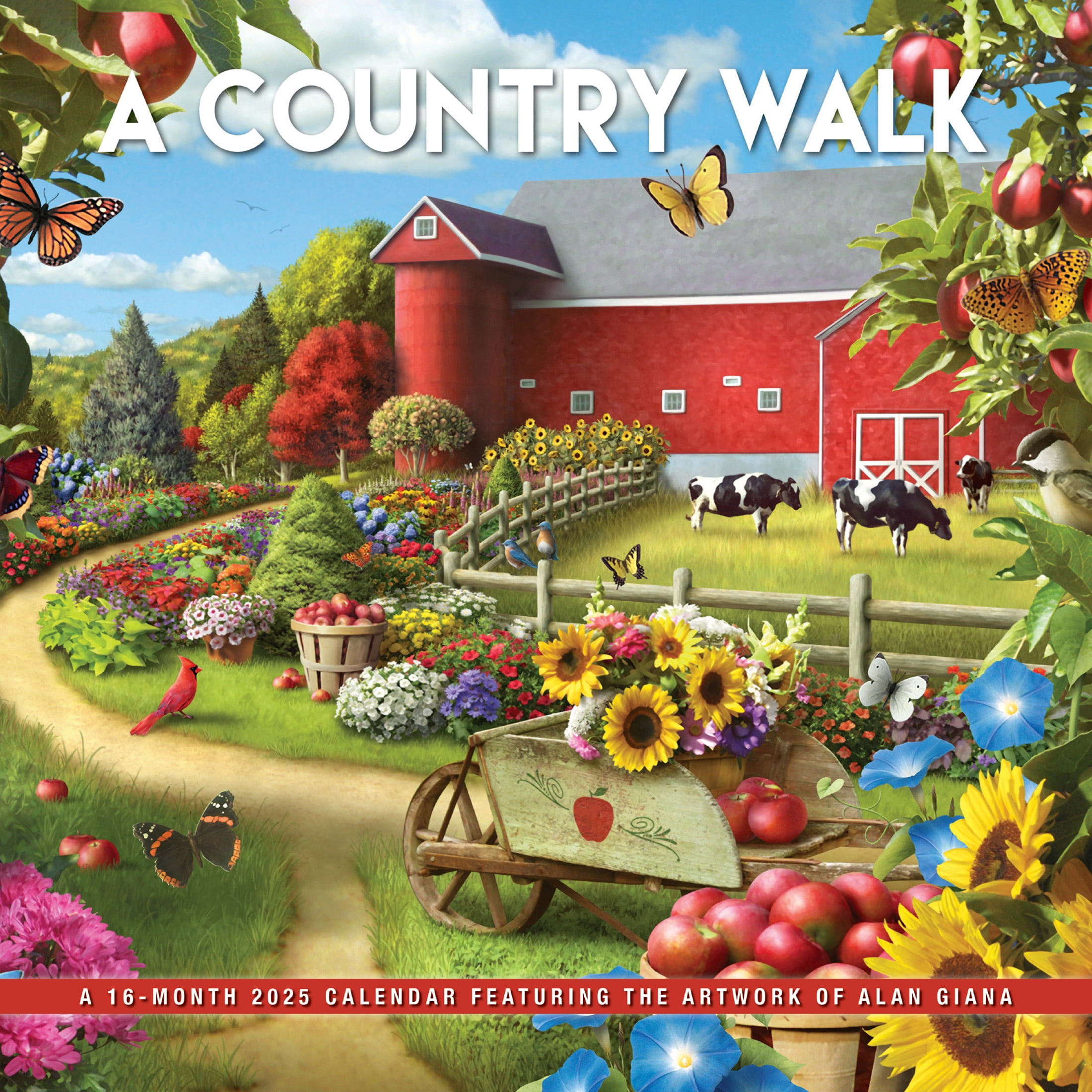 A Country Walk 2025 12 X 24 Inch Monthly Square Wall Calendar Featuring ...