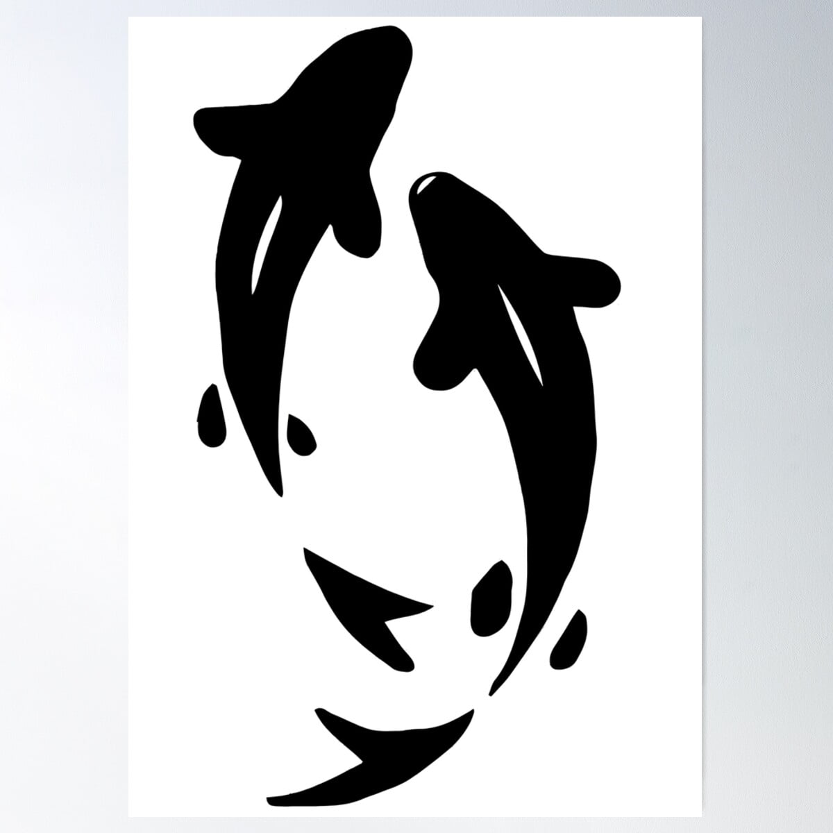 A Couple Of Black Fish Poster Wall Art, Modern Wall Decor For Living ...