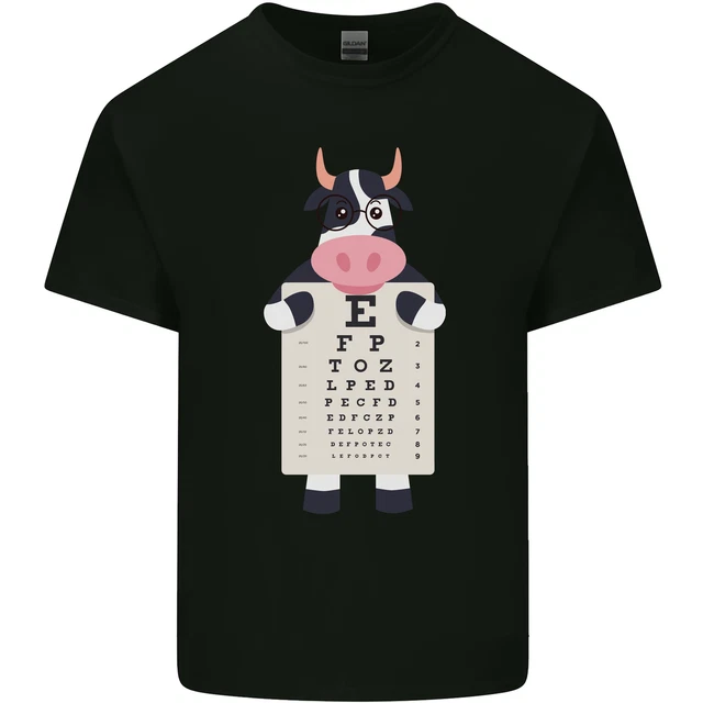 A Cow Holding A Snellen Eye Chart Glasses Mens Womens S-5XL T-Shirt ...