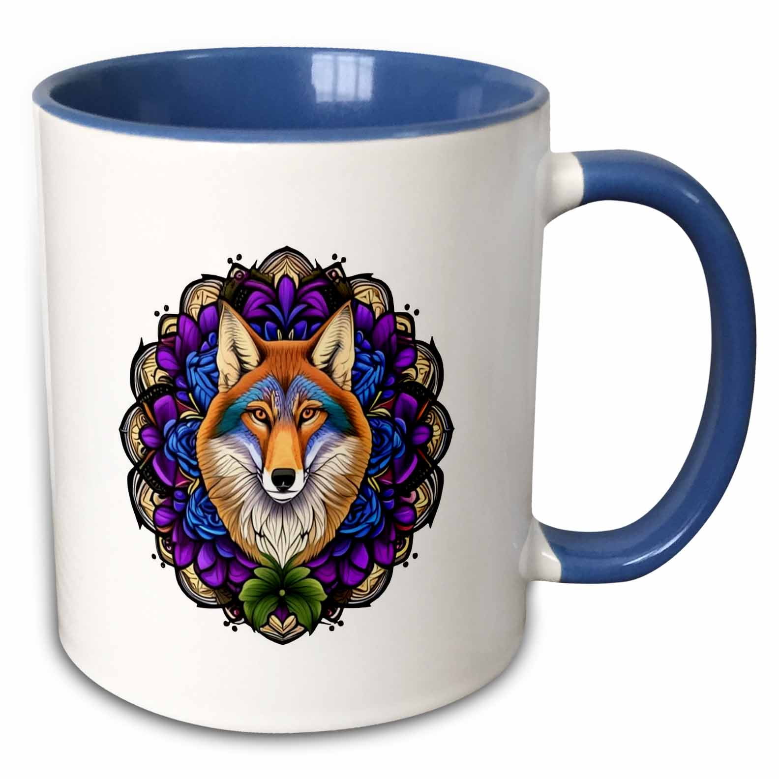 3drose, a Coyote Surrounded by a Wreath of Pasque Flower Tattoo Art ...