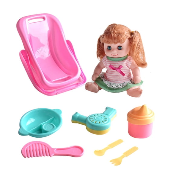 A Cradle Doll Play Set For Kids Enamel Mini Baby With Bath Basket And ...