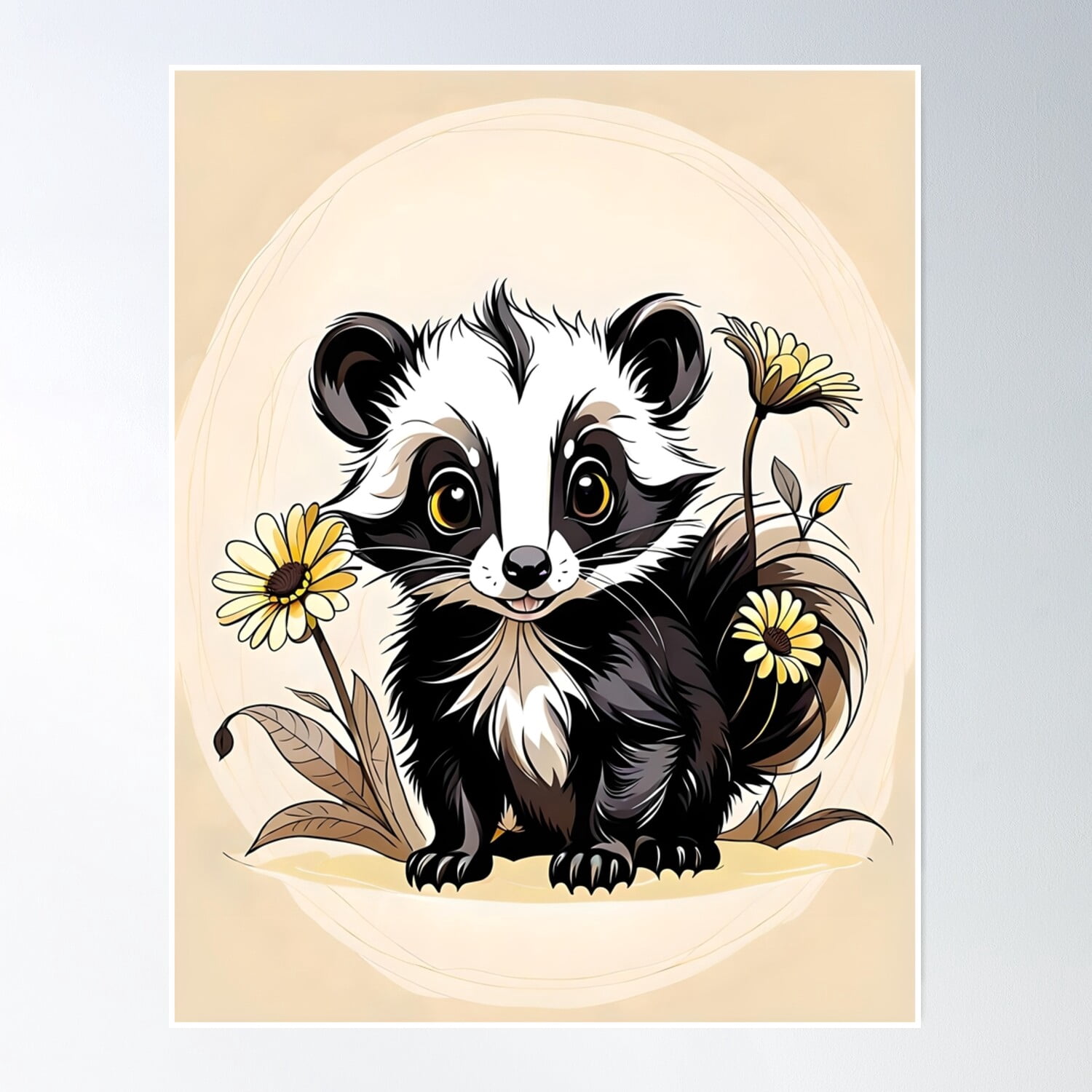 A Cute And Not So Stinky Skunk- Vintage Wall Arttrendy Retro Print Room ...