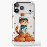 A Cute Cat Sitting with a Group of Pumpkins iPhone 11 through 17 Pro ...
