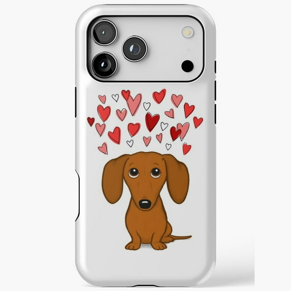 A Cute Dachshund with Hearts Themed Dog Graphic iPhone 11 through 17 ...