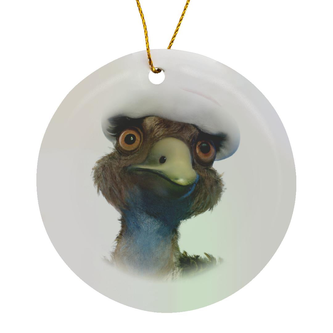 3drose, a Cute Emu Wearing a Santa Hat Christmas Zoo Animal, Circle ...