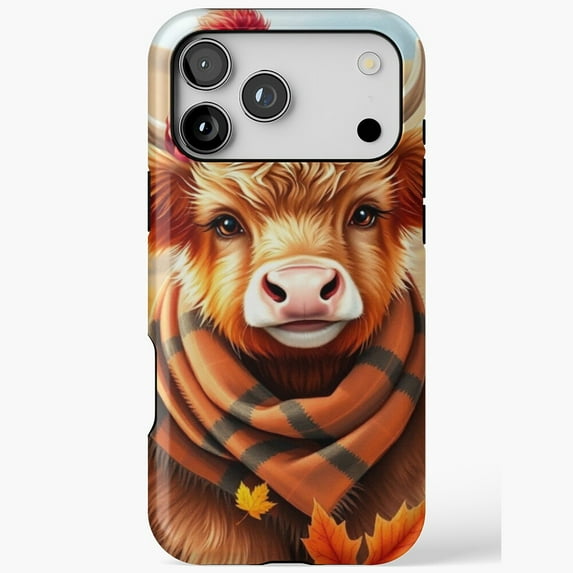 A Cute Fall Themed Highland Cow Themed Design iPhone 11 through 17 Pro ...