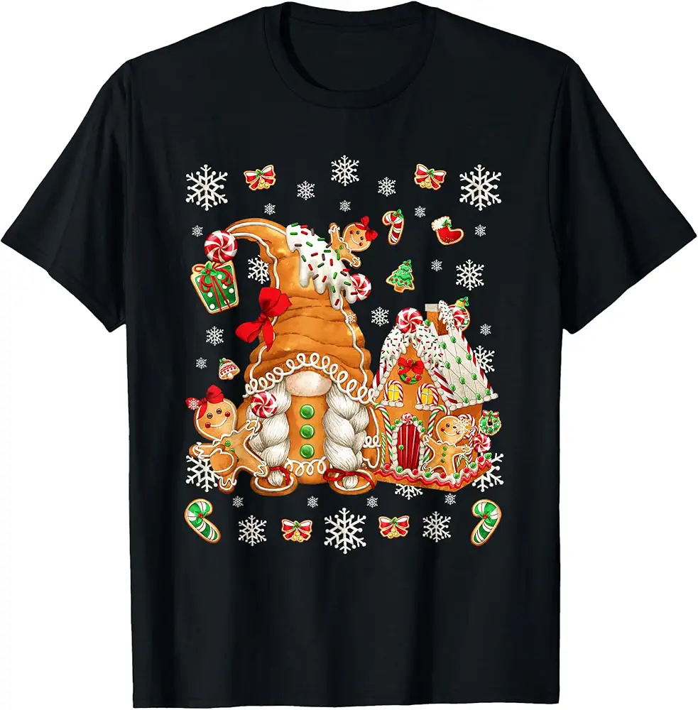 A Cute Gingerbread House with a Holiday Gnome A Gift Unisex T-Shirt, up ...