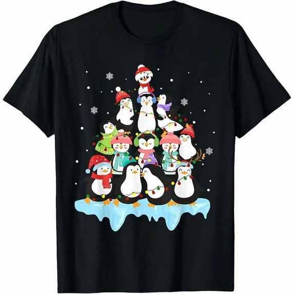 A Cute Penguin Holiday Tree A Festive Animal Lover Vibe Unisex T-Shirt ...