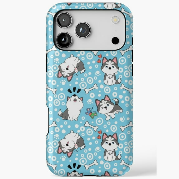 A Cute Siberian Husky Pomsky Grey Themed Dog Art iPhone 11 through 17 ...