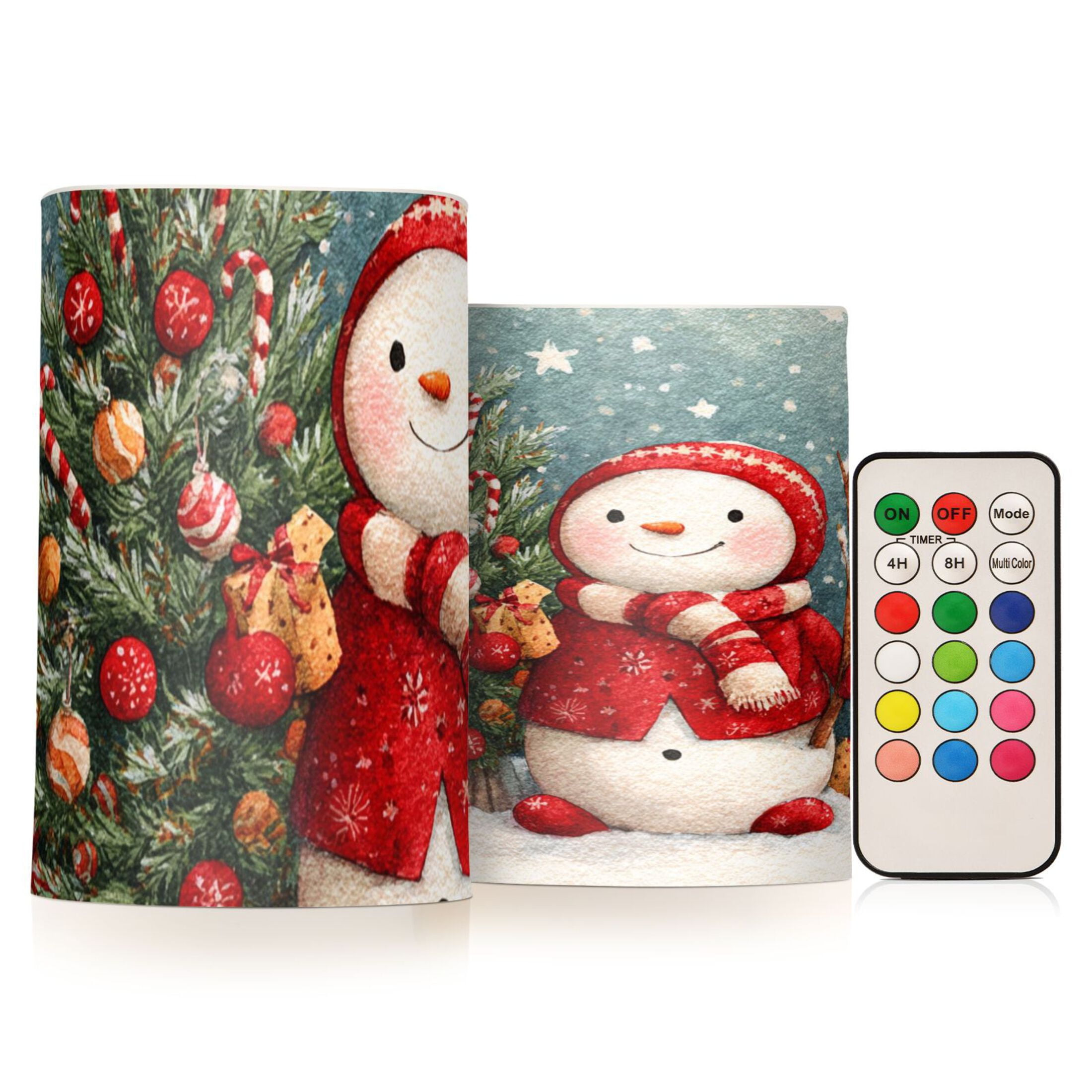 A Cute Snowman in Red Clothes Flickering Flameless Candles Battery ...