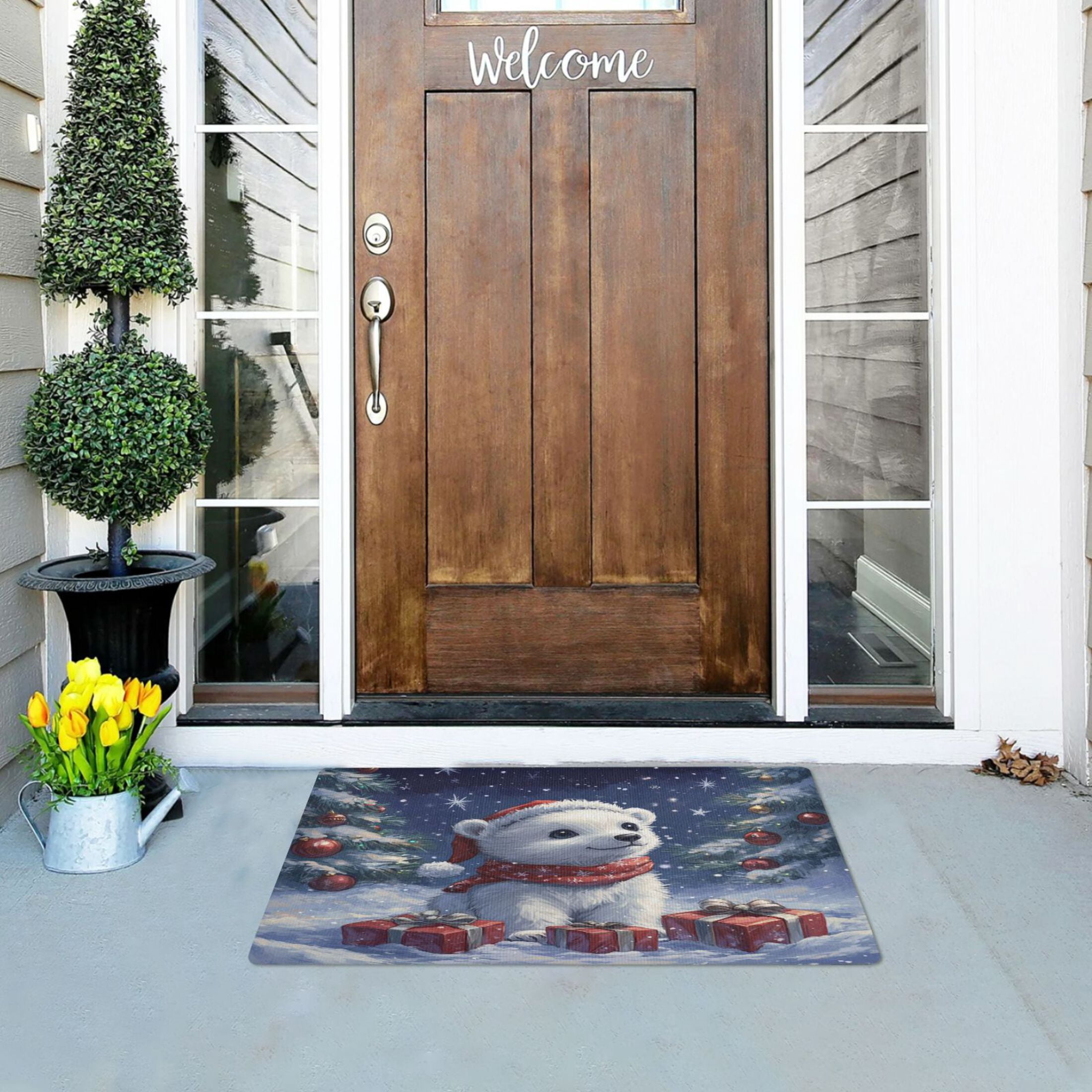 A Cute White Polar Bear Highly Absorbent Polyester Doormat Anti-slip ...