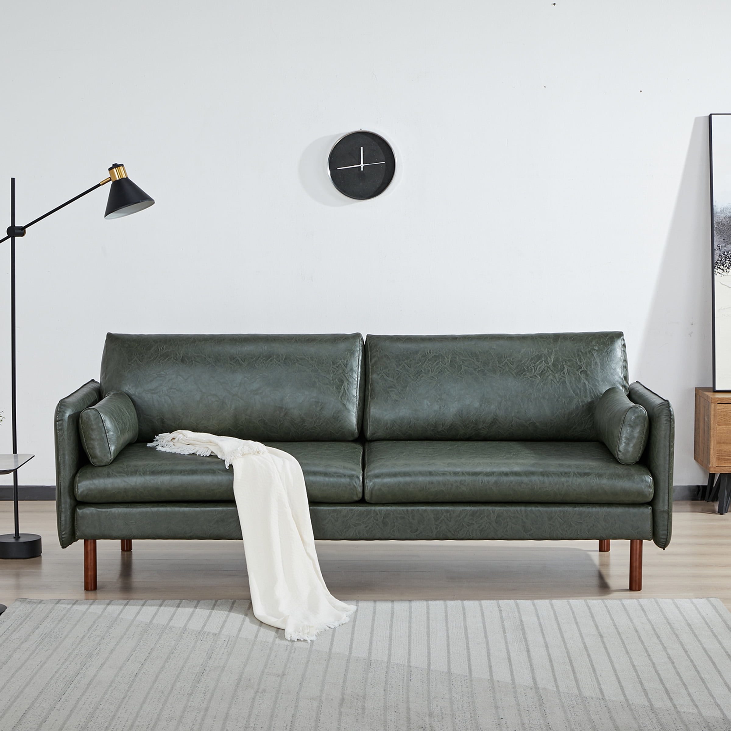 Free Shipping! A&D Home Yucca 3-Seater Sofa Camel Faux Leather Modern Upholstered Couch ...