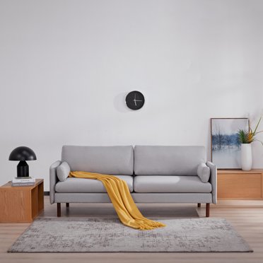 Mid-Century Modern Sofa with Slim Track Arms and Wood Frame, Beige ...