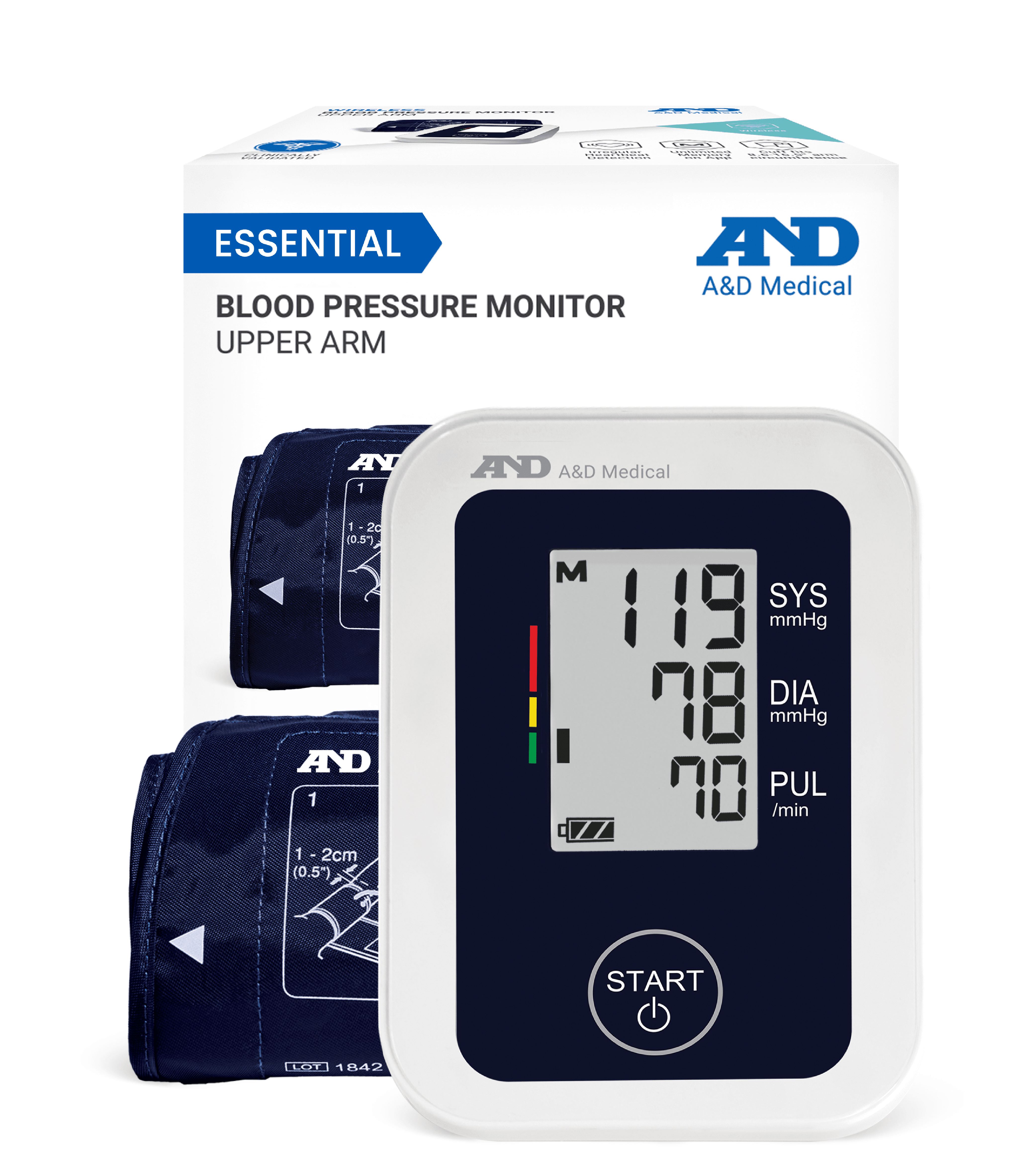 A&D Medical, Bluetooth Blood Pressure Monitor, UA-651, Wide Cuff ...