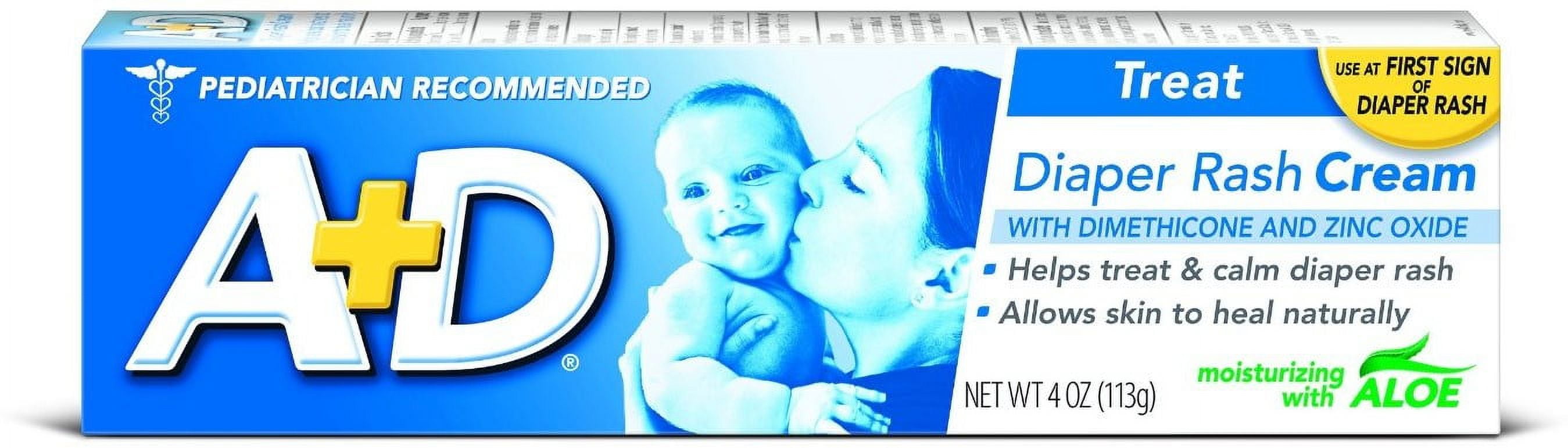 A+D Zinc Oxide Diaper Rash Treatment Cream with Aloe, 4 oz - Walmart.com