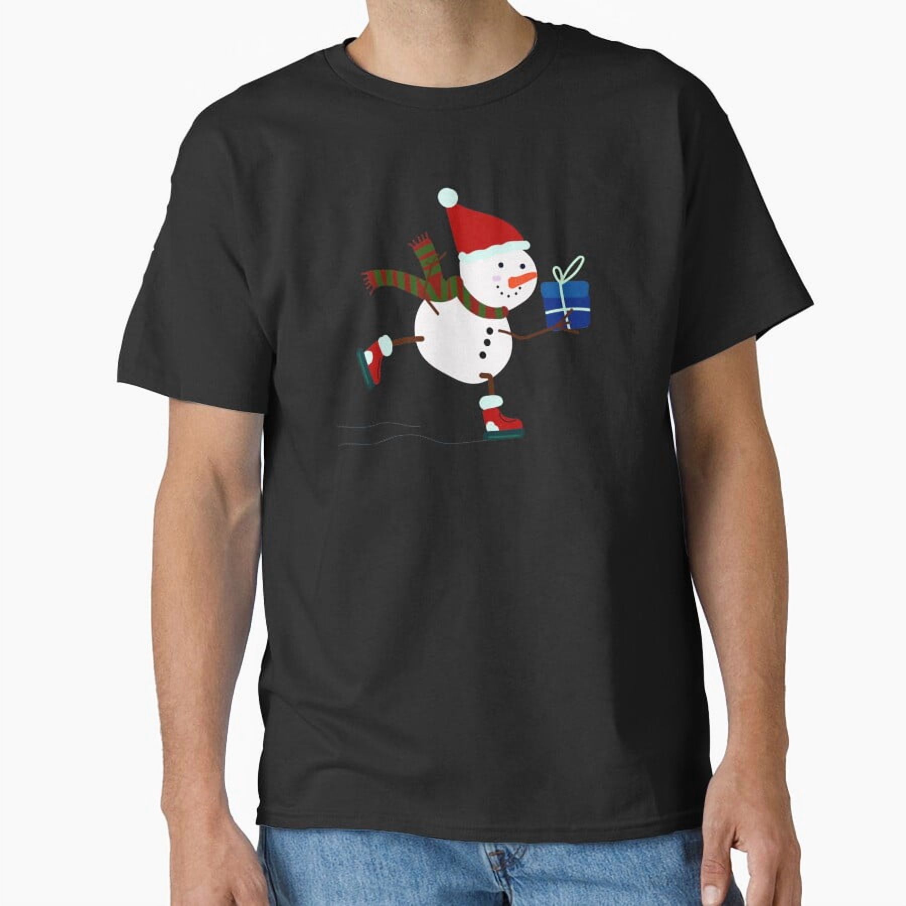 A Daring Snowman Skiing Down a Steep Mountain Slope Unisex T-Shirt, up ...