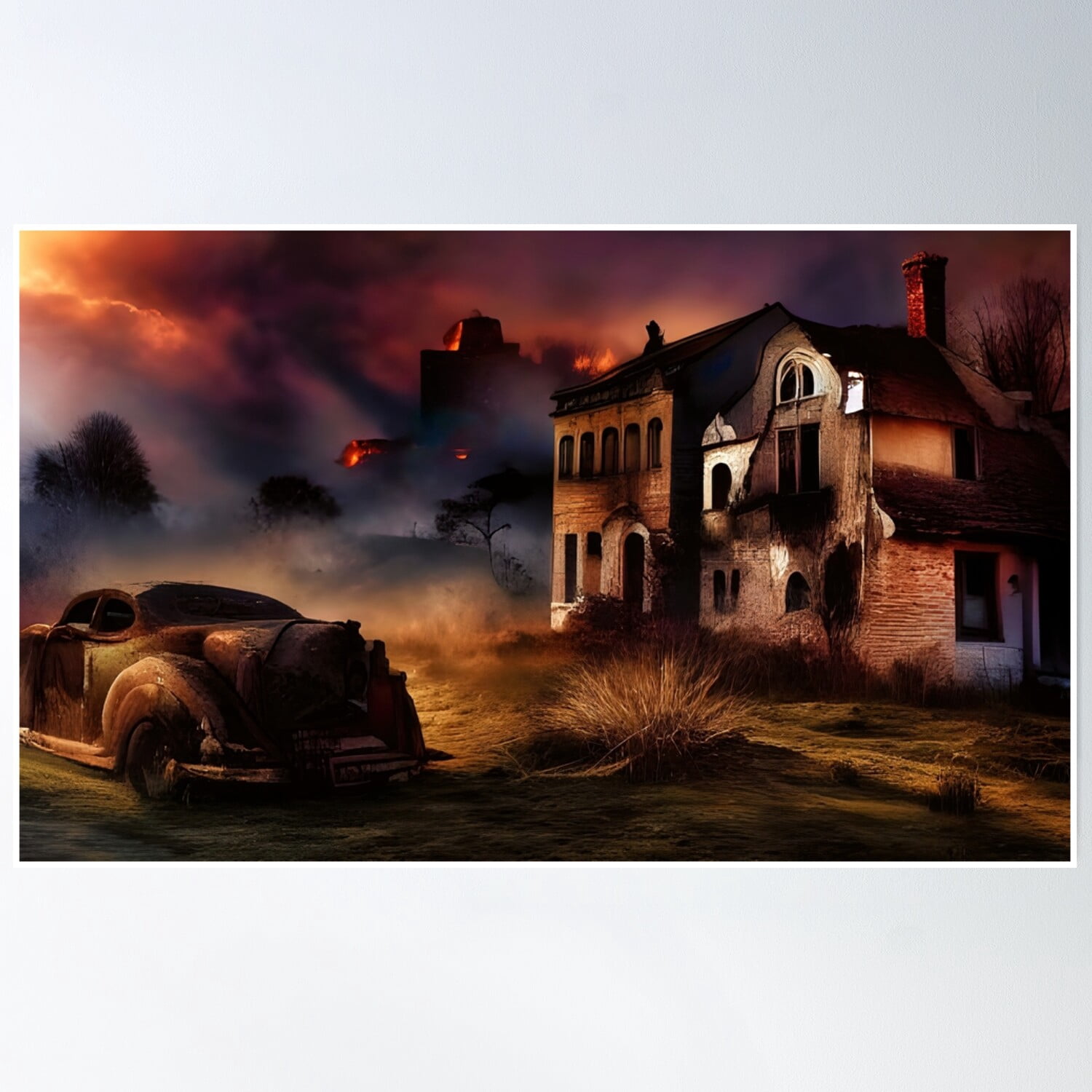 A Dark, Gloomy, Post-Apocalyptic Etude With Ruined City Poster Wall Art ...