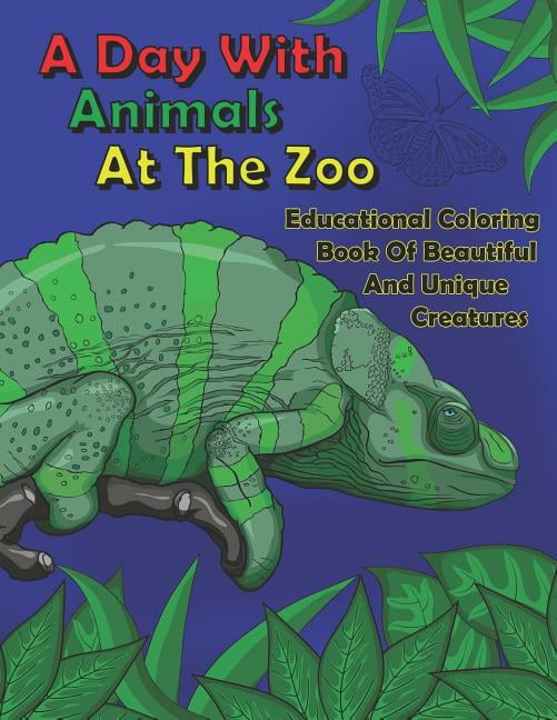 A Day With Animals At The Zoo: Educational Coloring Book Of Beautiful ...