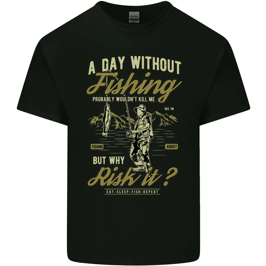 A Day Without Fishing Funny Fisherman Cotton Graphic Tee Shirt,for ...