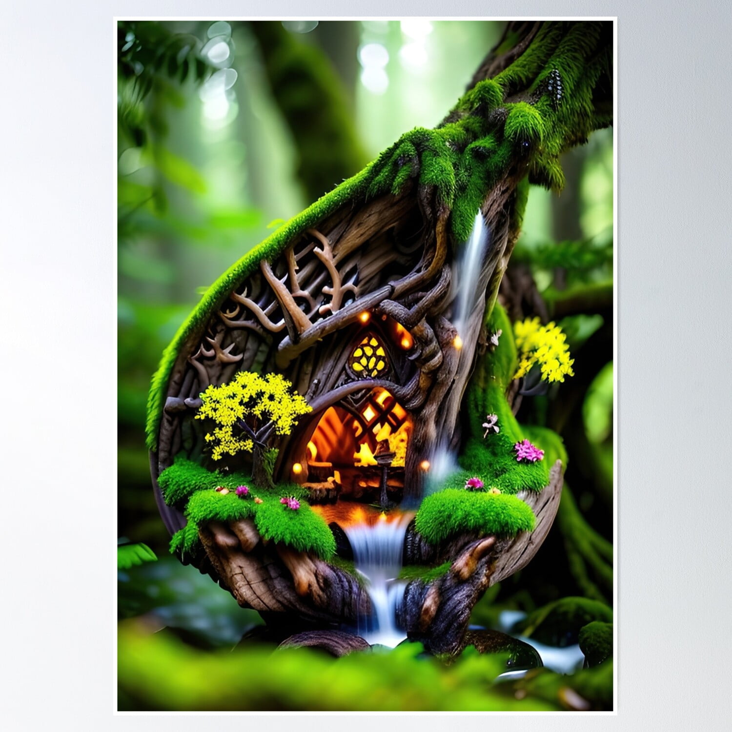 A Detailed Beautiful Lush Fairycore Elf Forest Poster Wall Art, Modern ...