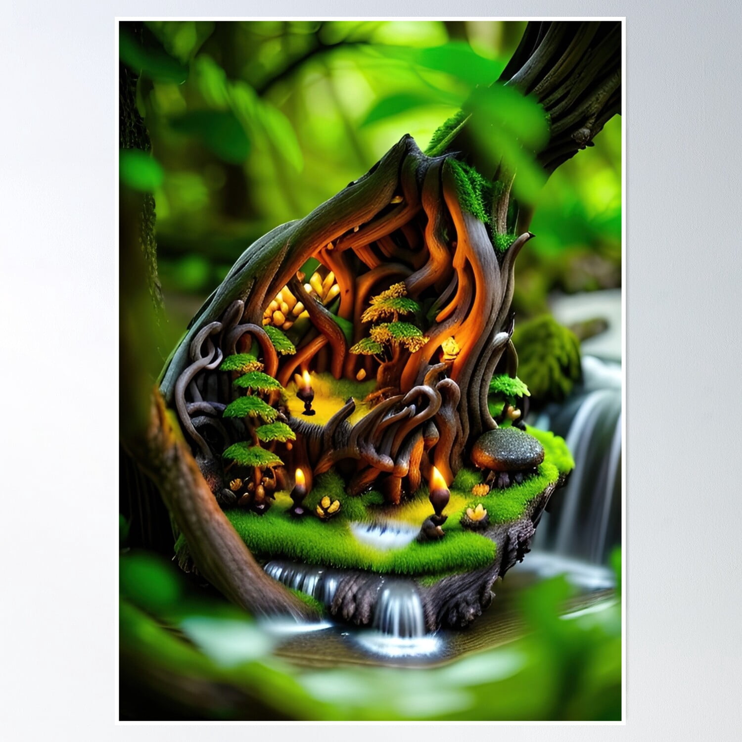 A Detailed Beautiful Lush Fairycore Elf Forest Poster Wall Art, Modern ...