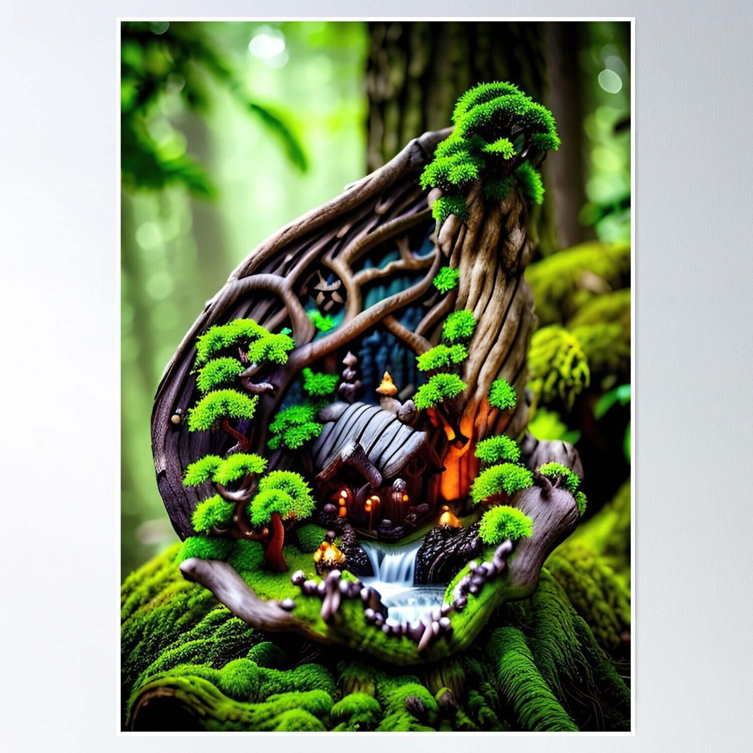A Detailed Beautiful Lush Fairycore Elf Forest Poster Wall Art, Modern ...